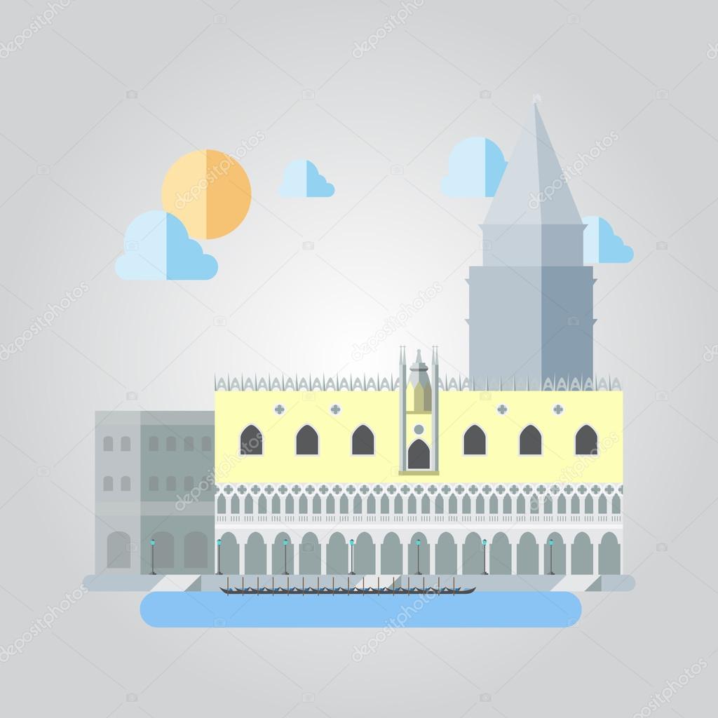 Flat design of Italian building cityscape Stock Vector Image by ...