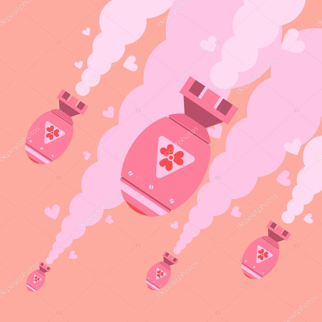 Flat design of love bombs falling form sky Stock Vector Image by ...
