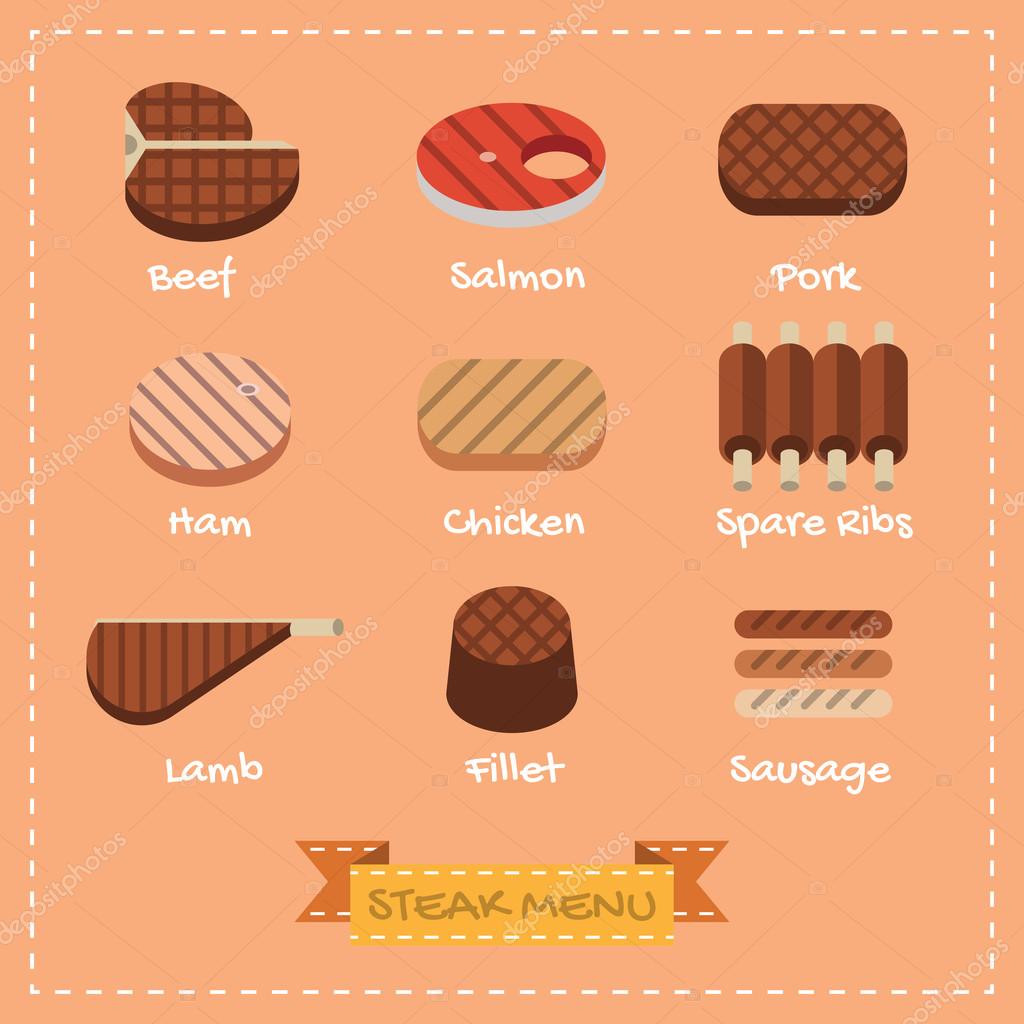 Flat design of steak menu Stock Vector Image by ©narak0rn #64981629