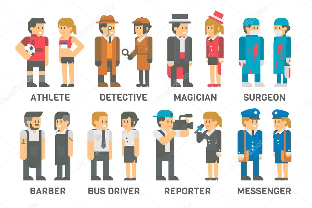 Image vectorielle Flat design personnes avec des professions définies ...