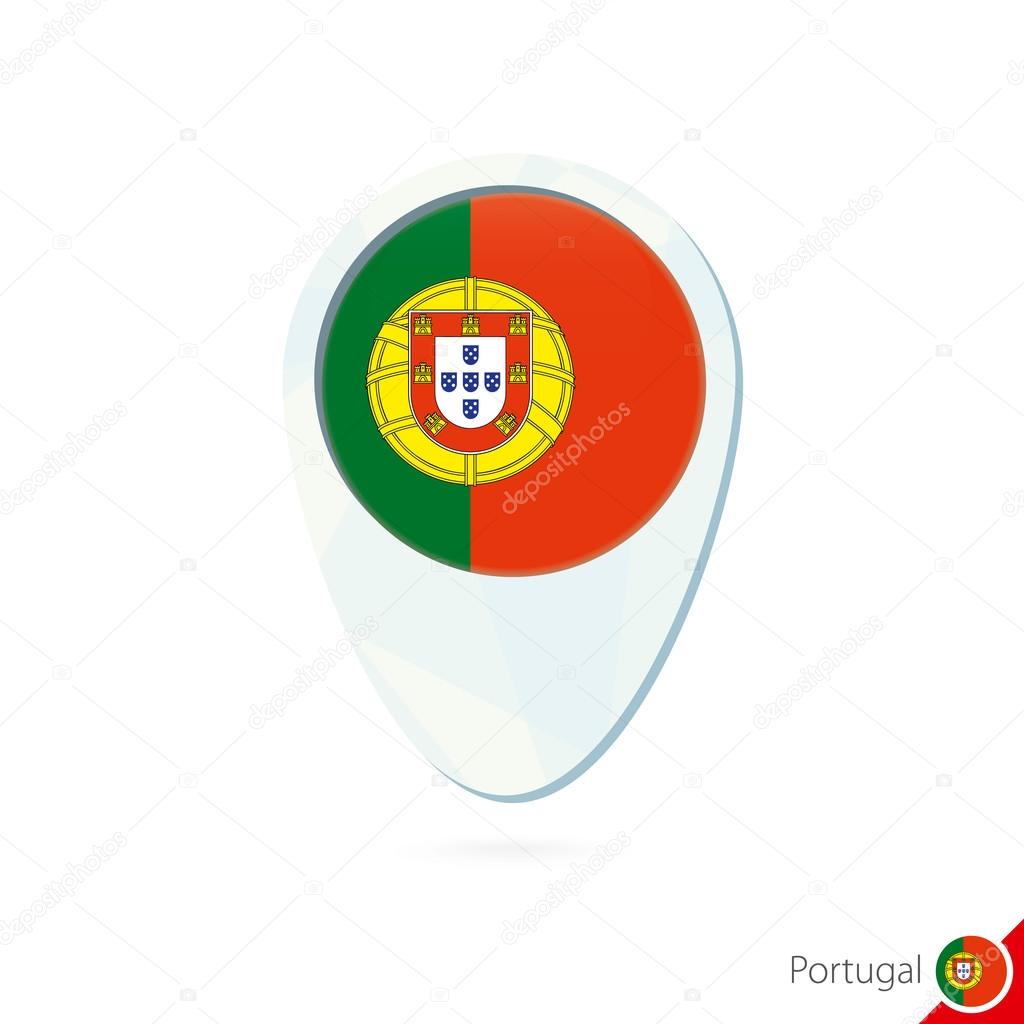 Portugal flag location map pin icon on white background. Stock Vector ...
