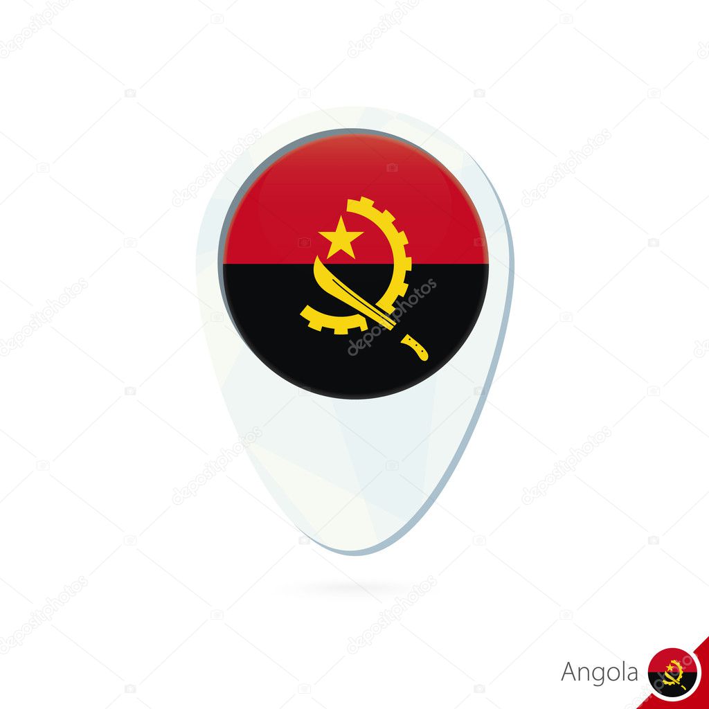 Angola flag location map pin icon on white background. Stock Vector by ...
