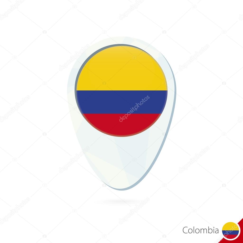 Colombia flag location map pin icon on white background. Stock Vector ...