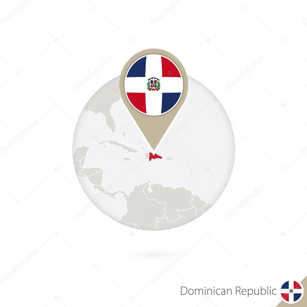 Dominican Republic map and flag in circle. Map of Dominican Repu Stock ...