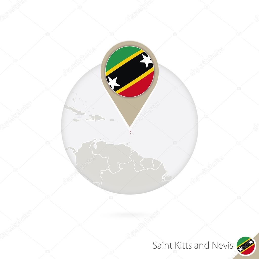 Saint Kitts and Nevis map and flag in circle. Map of Saint Kitts Stock ...