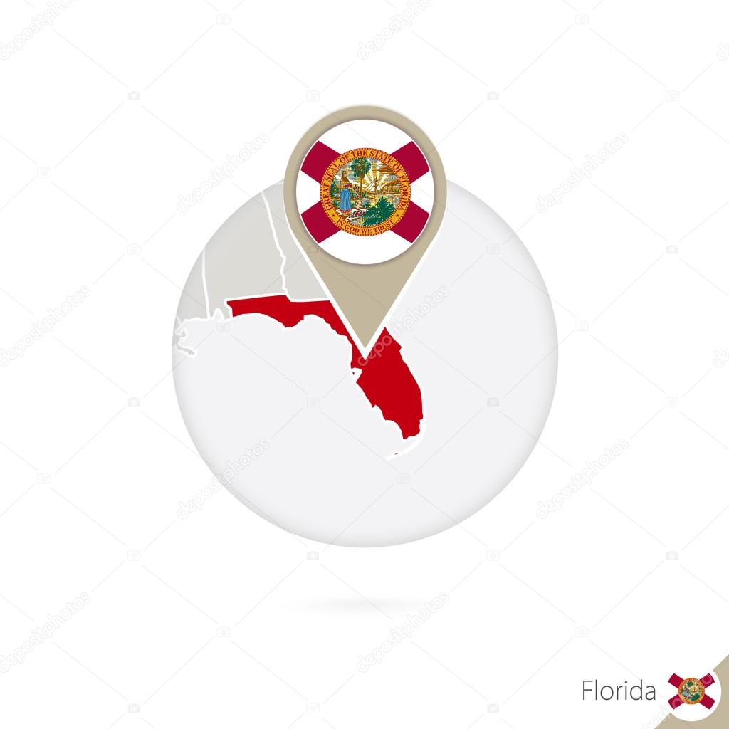 Florida US State map and flag in circle. Map of Florida. Stock Vector by ©boldg 106453504