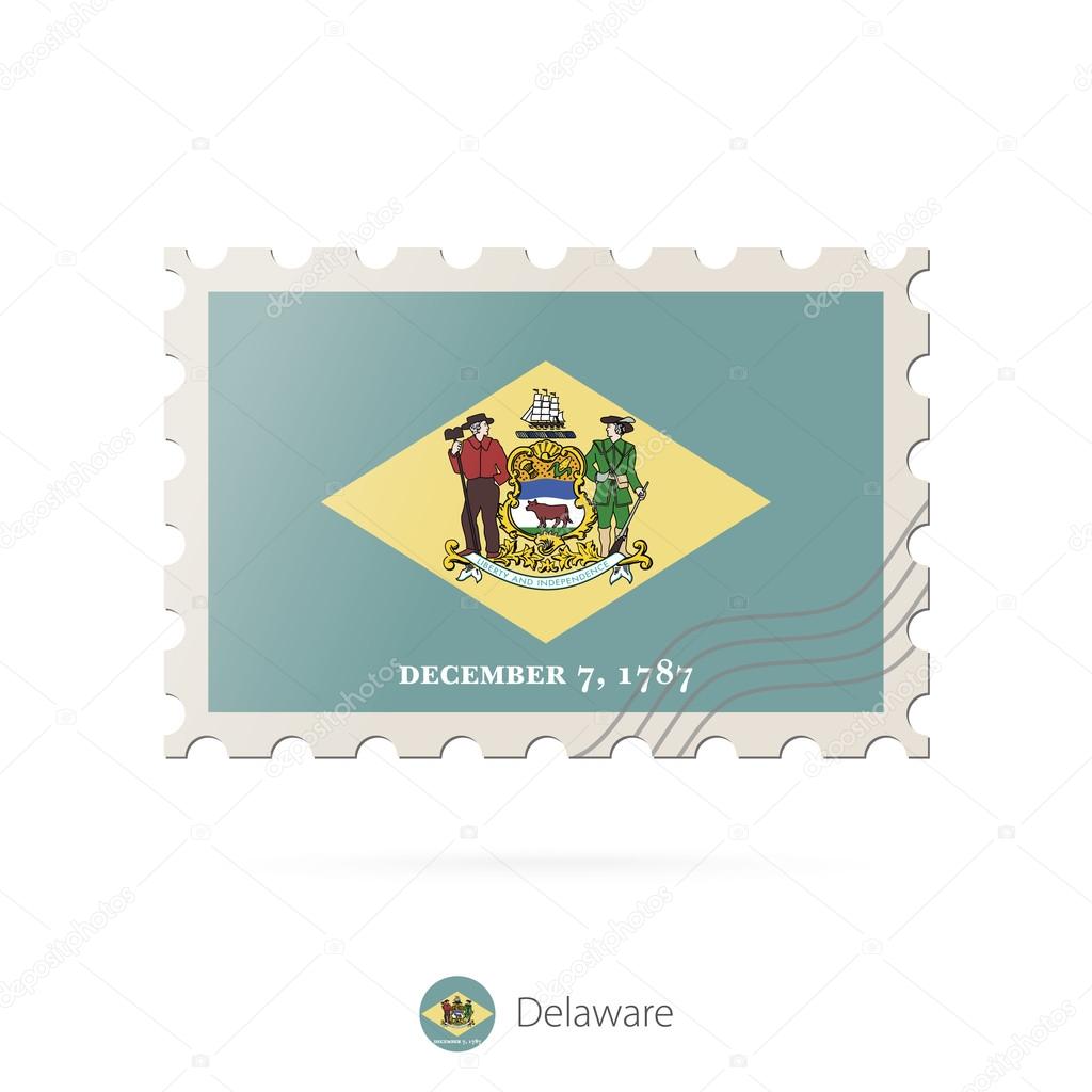 Postage stamp with the image of Delaware state flag. Stock Vector by ...
