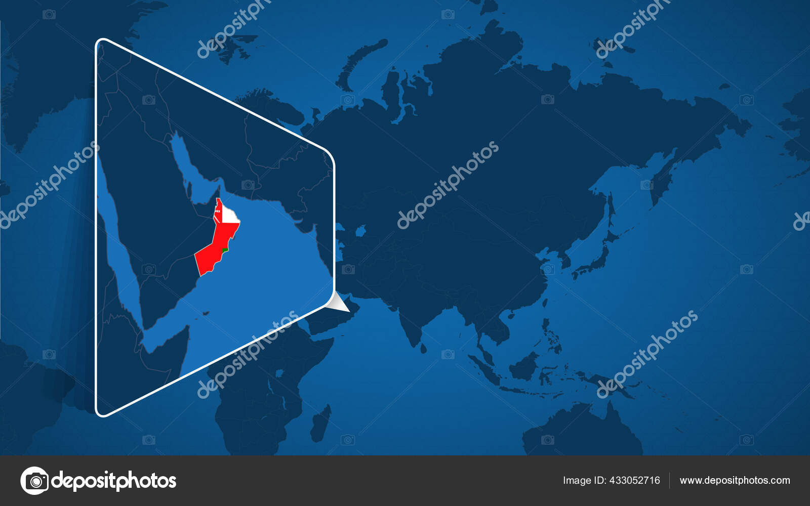 Location Oman World Map Enlarged Map Oman Flag Stock Vector Image by ...