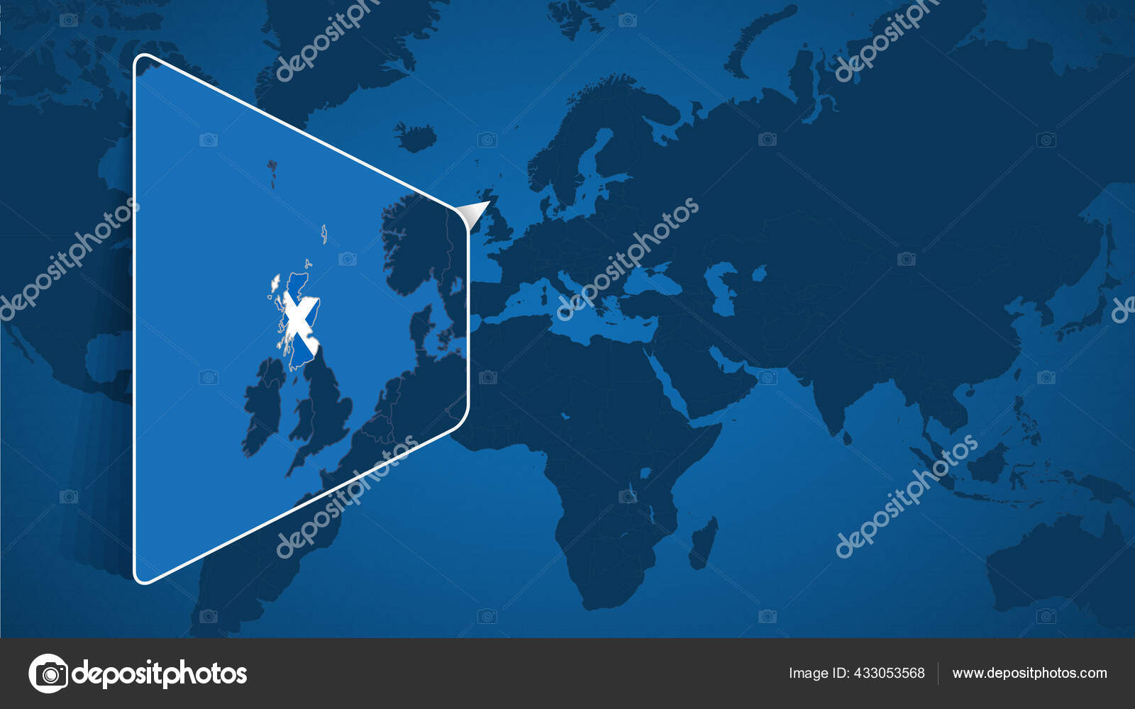 Location Scotland World Map Enlarged Map Scotland Flag Stock Vector ...