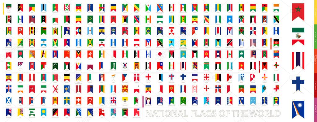 Colección de banderas verticales del mundo ordenadas por continente ...