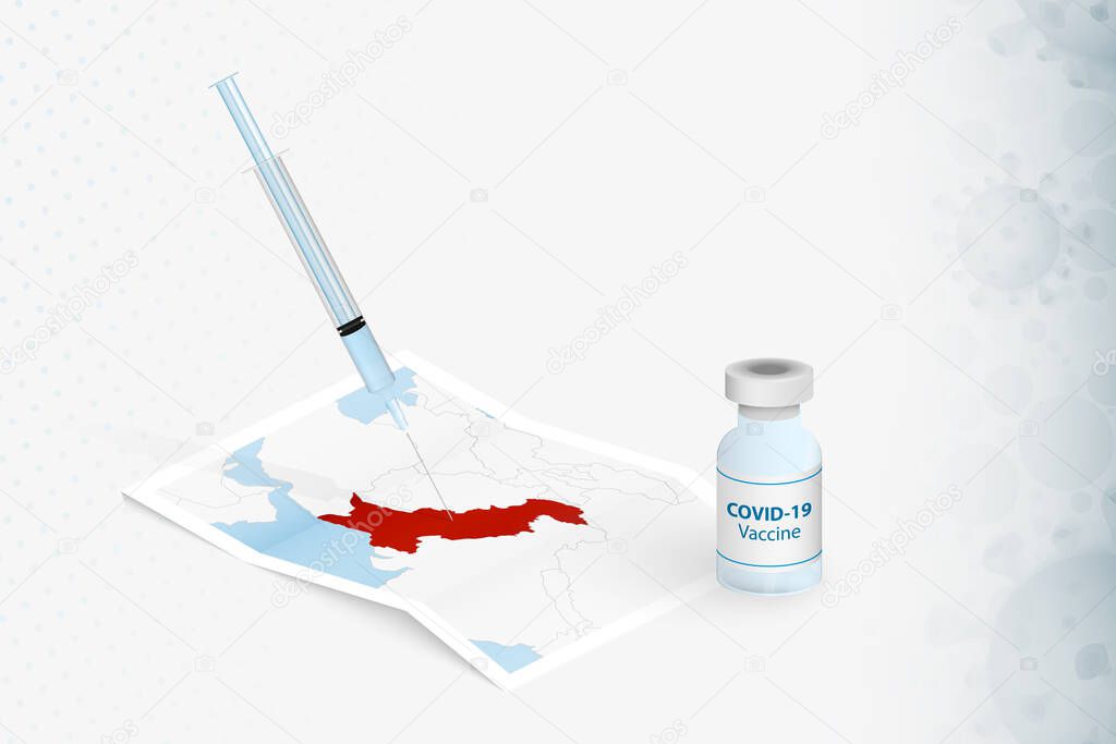 Vacunación de Pakistán, Inyección con la vacuna COVID-19 en el mapa de ...