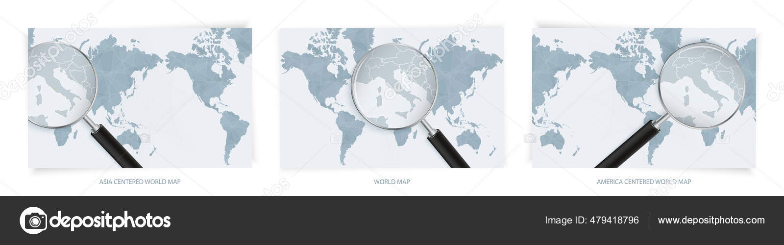 Blue Abstract World Maps Magnifying Glass Map Vatican City National ...