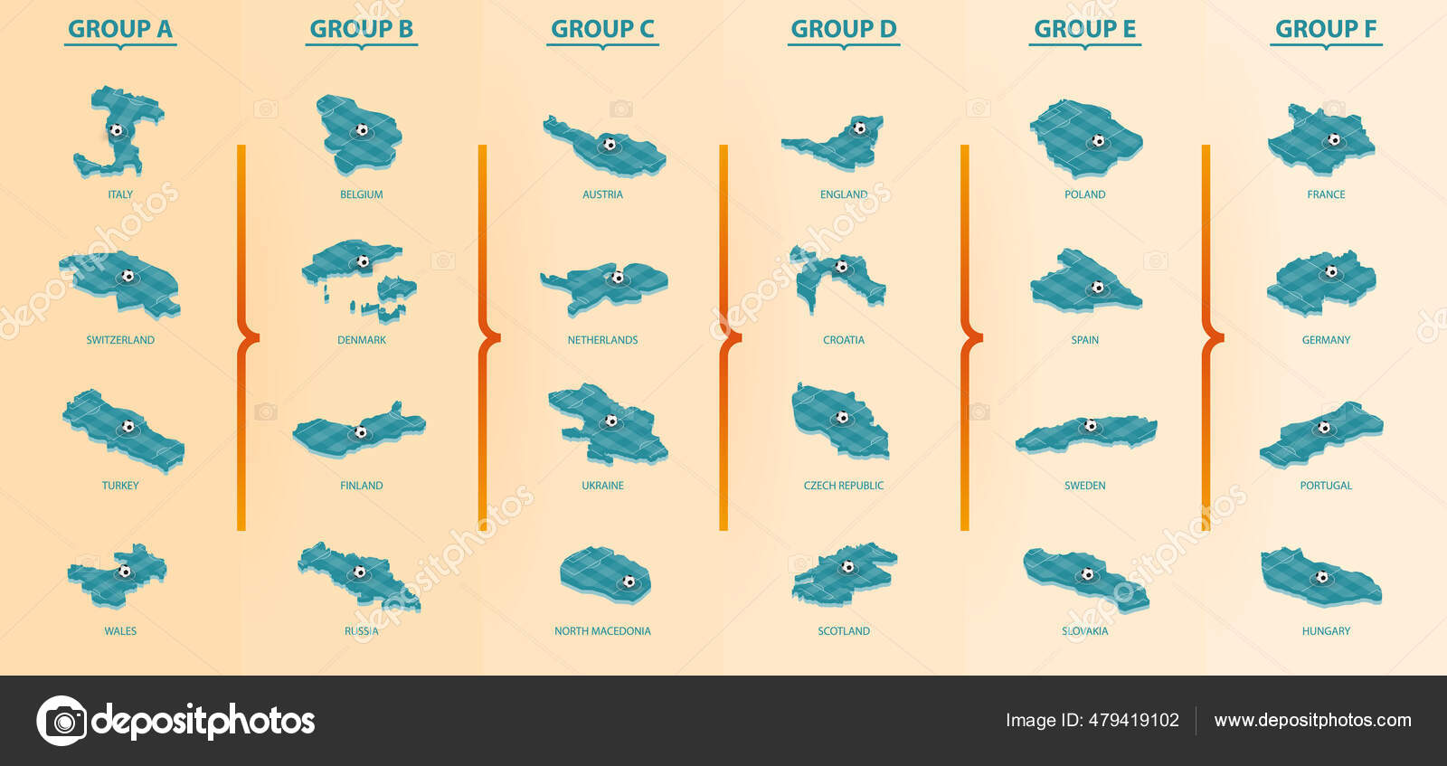 Set Isometric Map Soccer Field Maps Football Competition Sorted Group ...