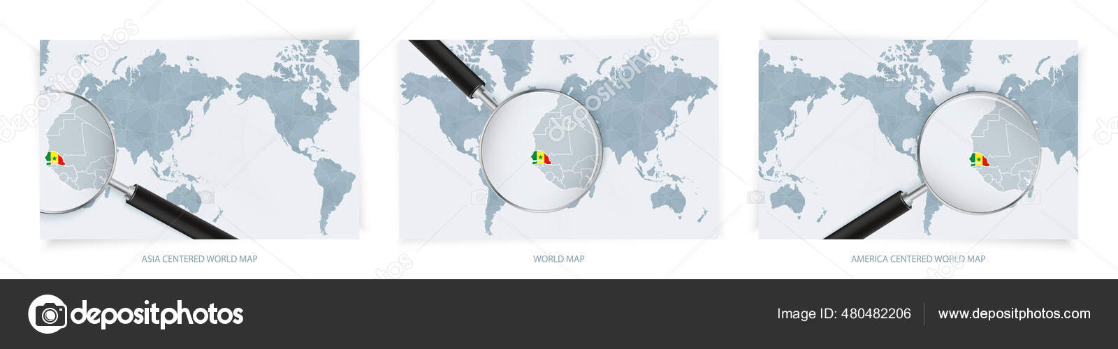 Blue Abstract World Maps Magnifying Glass Map Senegal National Flag Stock Vector Image by ©boldg ...