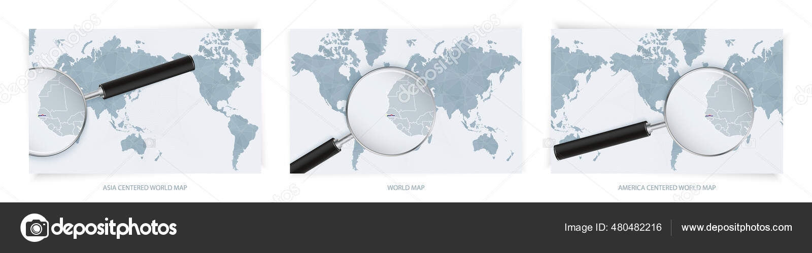 Blue Abstract World Maps Magnifying Glass Map Gambia National Flag Stock Vector Image by ©boldg ...
