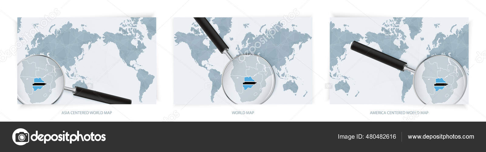 Blue Abstract World Maps Magnifying Glass Map Botswana National Flag Stock Vector by ©boldg ...