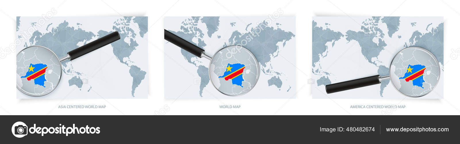 Blue Abstract World Maps Magnifying Glass Map Congo National Flag Stock Vector Image by ©boldg ...