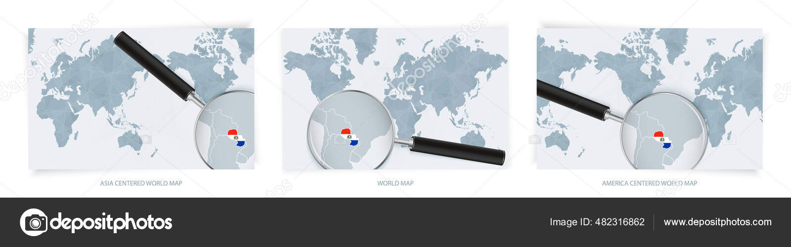 Blue Abstract World Maps Magnifying Glass Map Paraguay National Flag Stock Vector by ©boldg ...