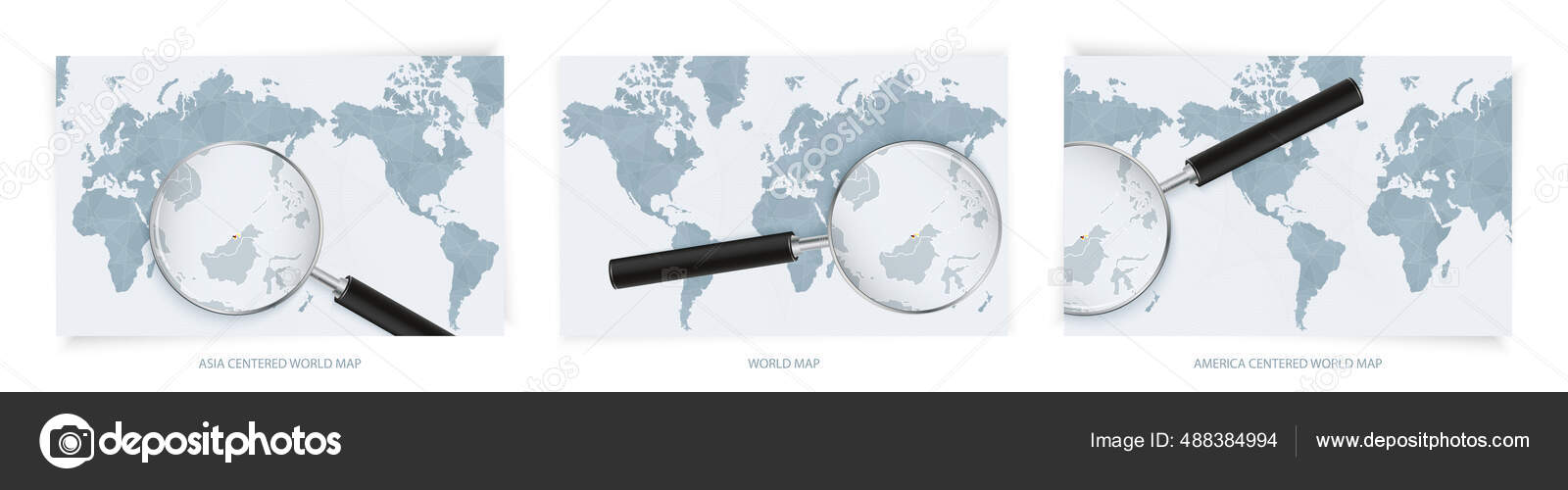 Blue Abstract World Maps Magnifying Glass Map Brunei National Flag Stock Vector Image by ©boldg ...