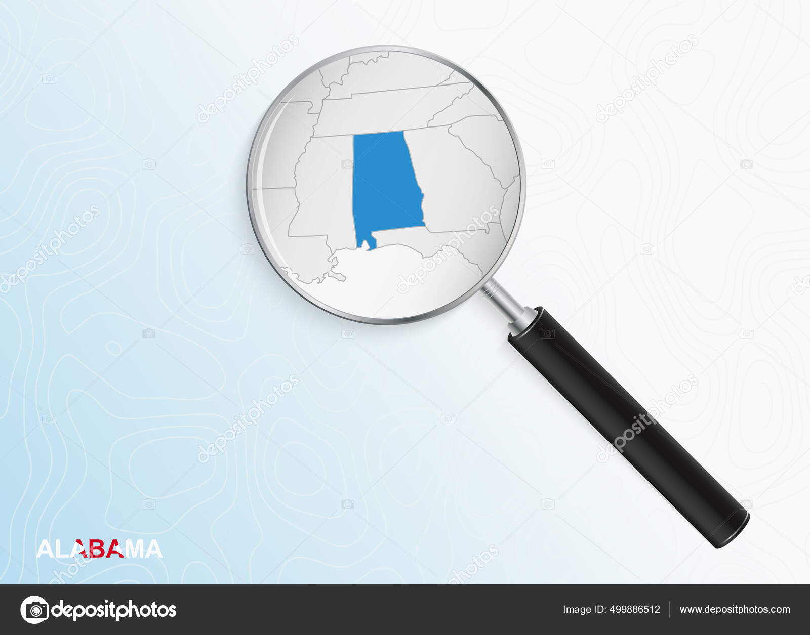 Magnifier Map Alabama Abstract Topographic Background Stock Vector by ...