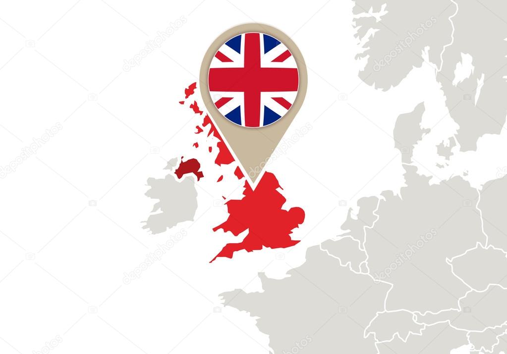 United Kingdom on Europe map Stock Vector by ©boldg 57571835