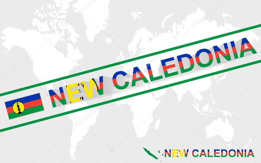 New Caledonia map flag and text illustration Stock Vector by ©boldg ...