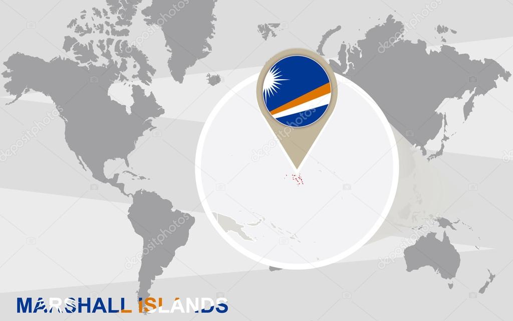Mapa del mundo con las Islas Marshall ampliadas Vector de stock por ...