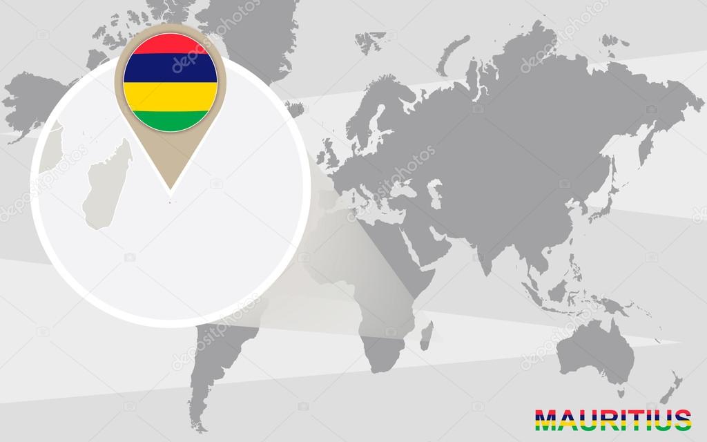World Map With Magnified Mauritius Stock Vector Image By ©boldg 77620298