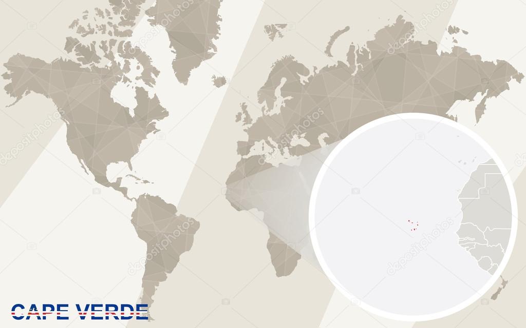 Zoom on Cape Verde Map and Flag. World Map. Stock Vector Image by ...