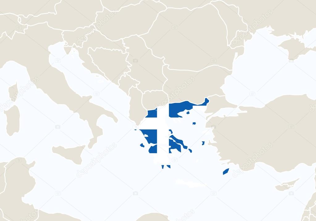 Map of europe with greece highlighted | Europe with highlighted Greece ...