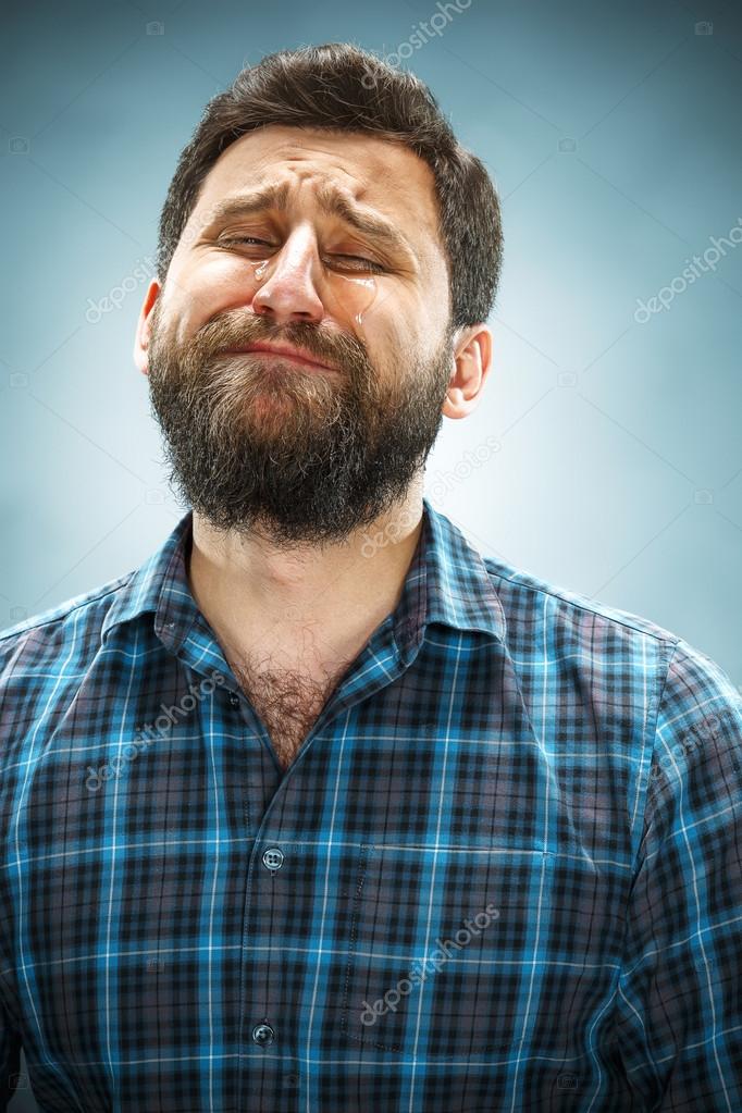 The crying man with tears on face closeup Stock Photo by ©vova130555 ...