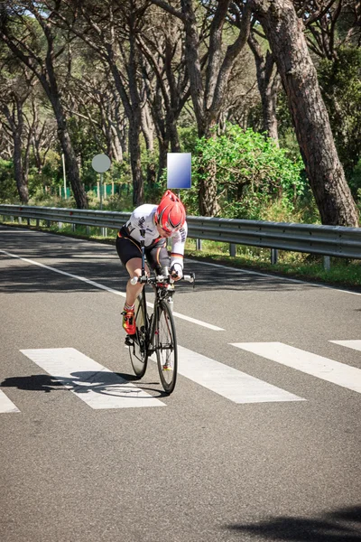 Grosseto, Italy - May 09, 2014: The disabled cyclist with the bike ...