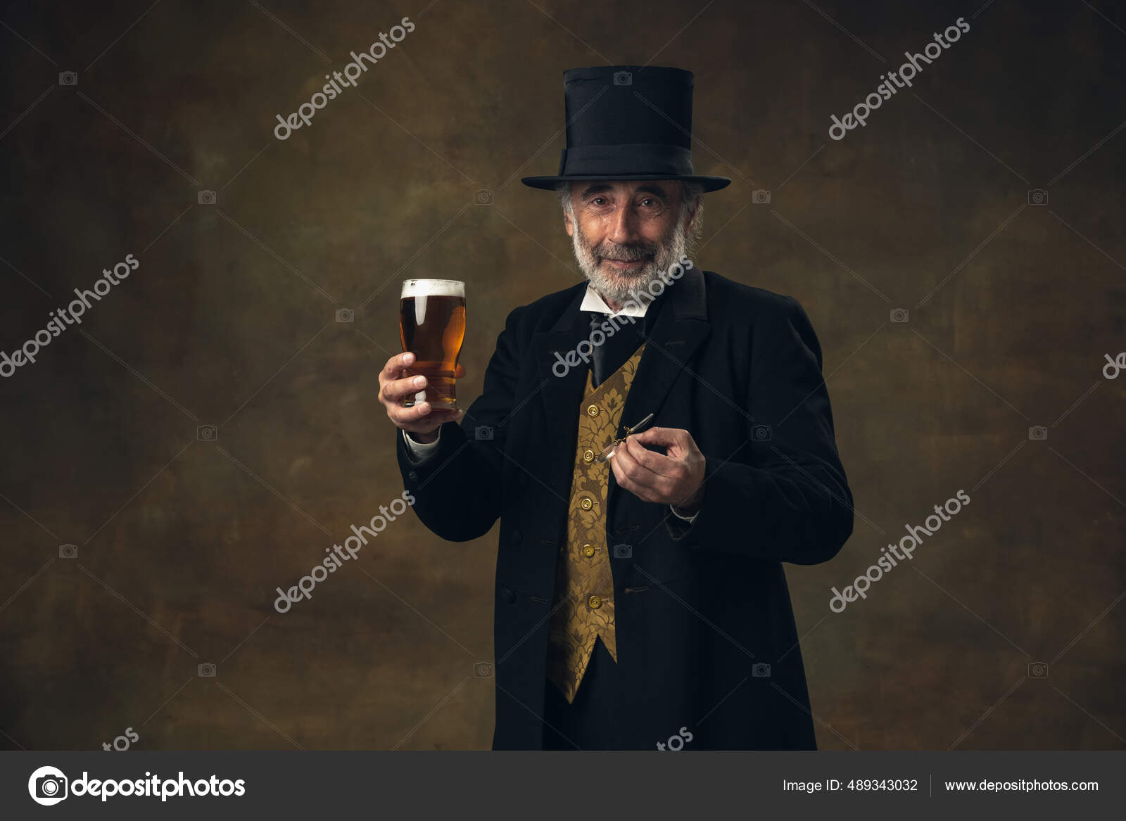 Vintage Man Drinking Beer