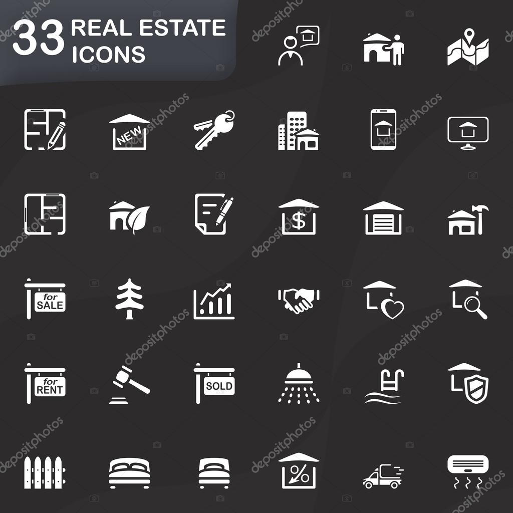 33 iconos inmobiliarios Vector de stock #56665771 de ©mickey_