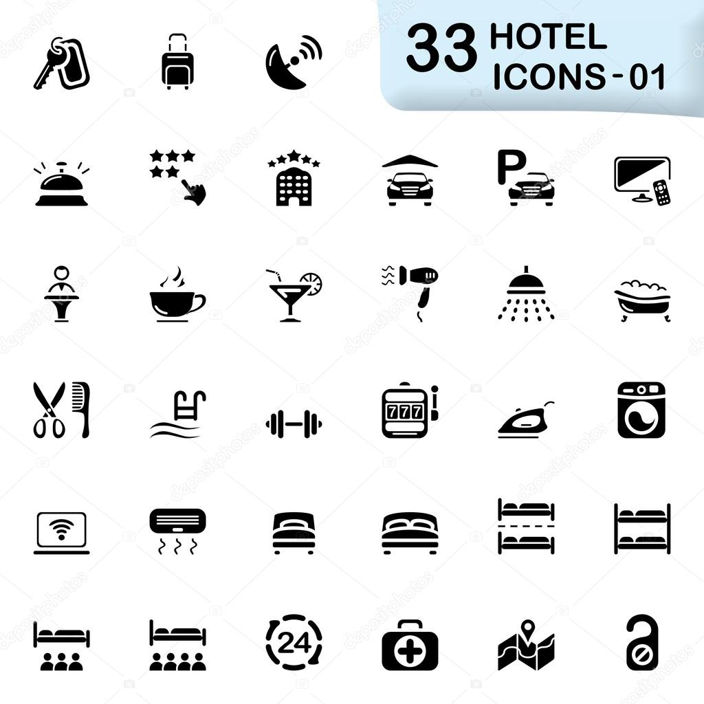 33 black hotel icons 01 — Stock Vector © mickey_ #72085281