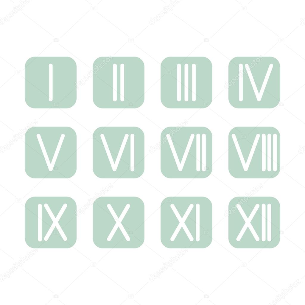 Set Roman numerals 1-12 icon. vector — Stock Vector © Vladvm #72208287