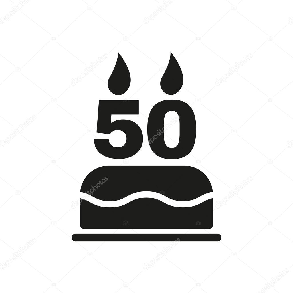 The birthday cake with candles in the form of number 50 icon. Birthday ...
