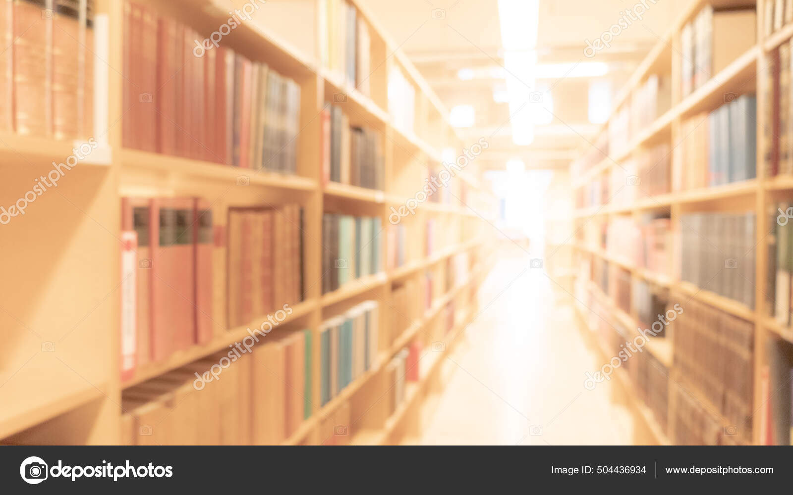 Abstract Blurred Public Library Interior Space Blurry Room Bookshelves ...