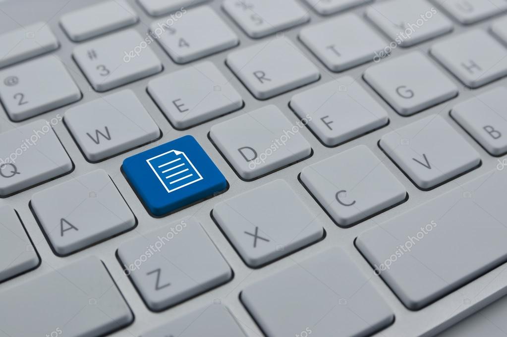 Document icon on modern computer keyboard button, Network busine ⬇ ...