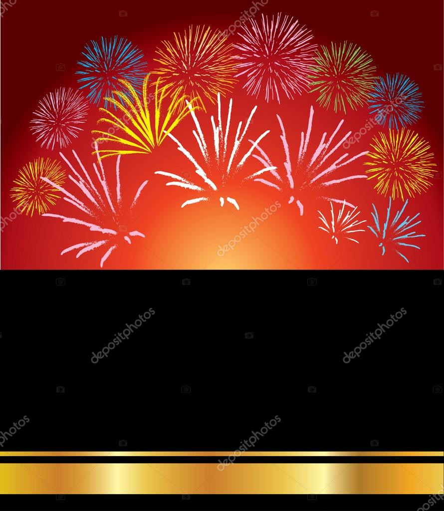 Red background with different color of fireworks Stock Vector Image by ...