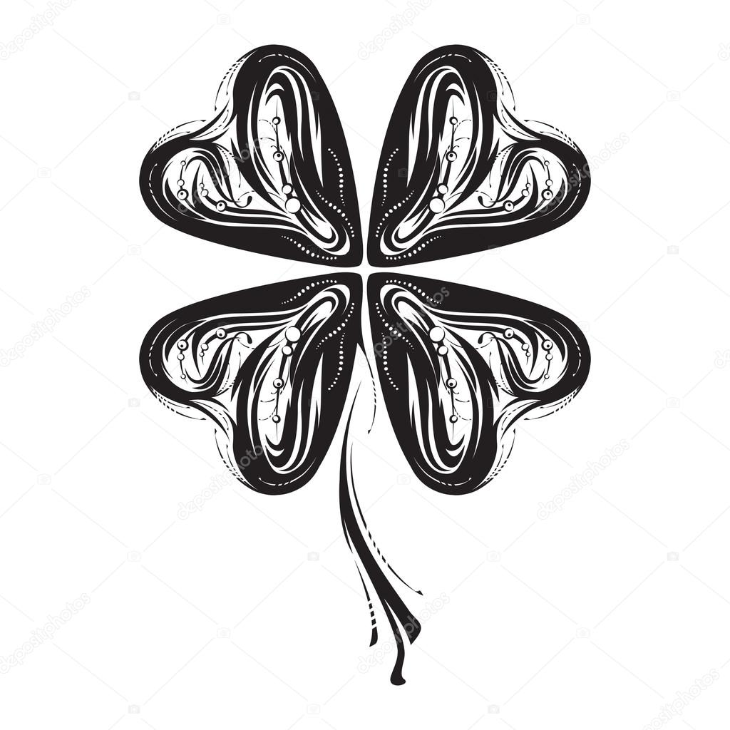 Four Leaf Clover Black And White