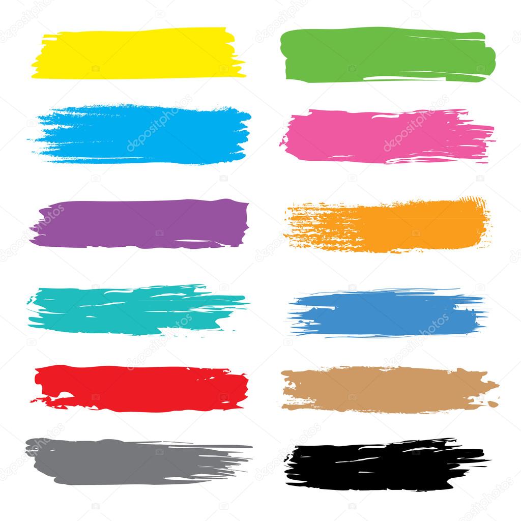 Vector Brush stroke Colorful vector hand drawn with ink — Stock Vector ...