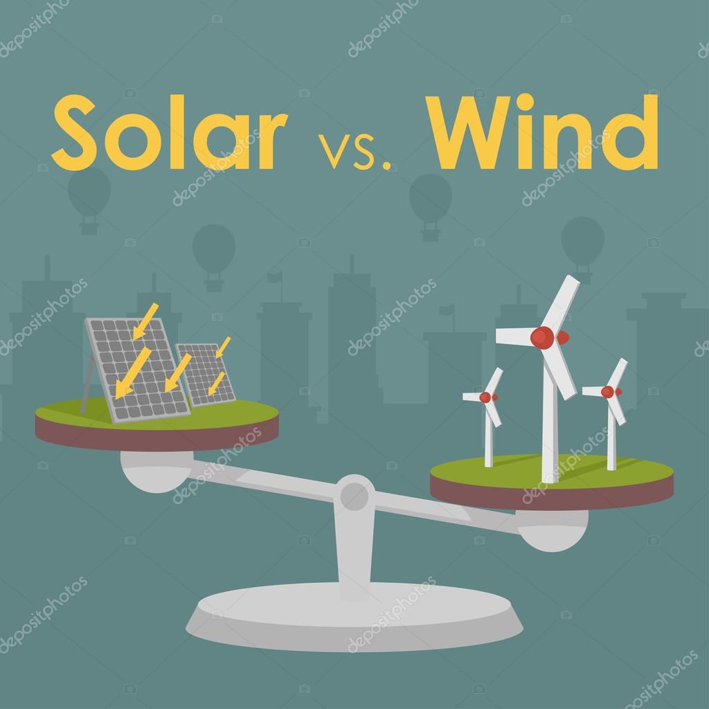 Solar energy versus wind energy Stock Vector by ©Yauhen44 73234811