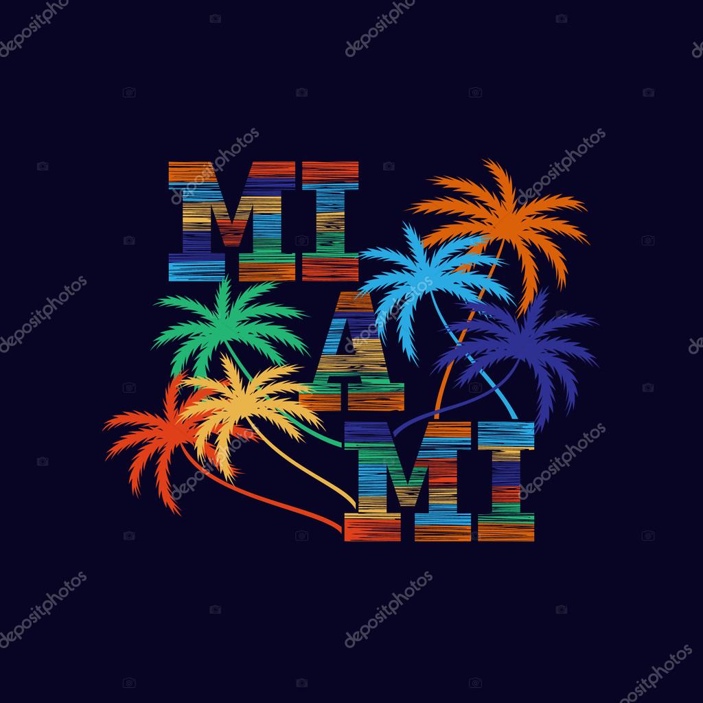 Miami typography poster. Concept in vintage style for print. Stock ...