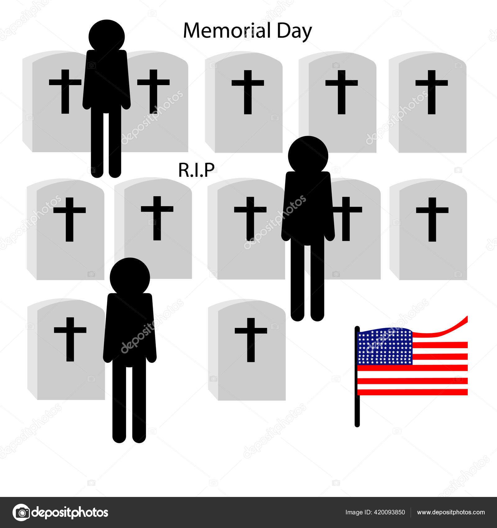 Mourning Remembrance Deceased Memorial Day Vector — Stock Photo ...