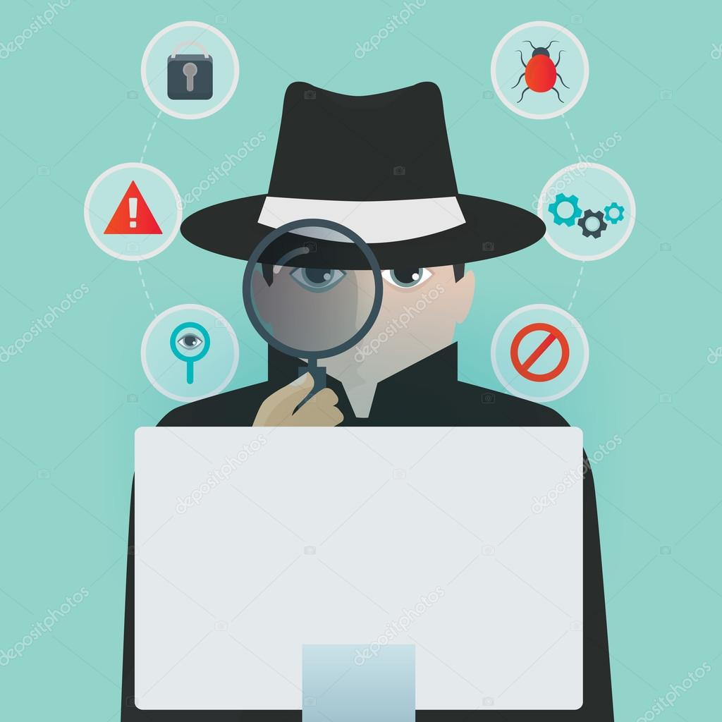 Personal computer safety inspector Stock Vector by ©urostomic 64235225