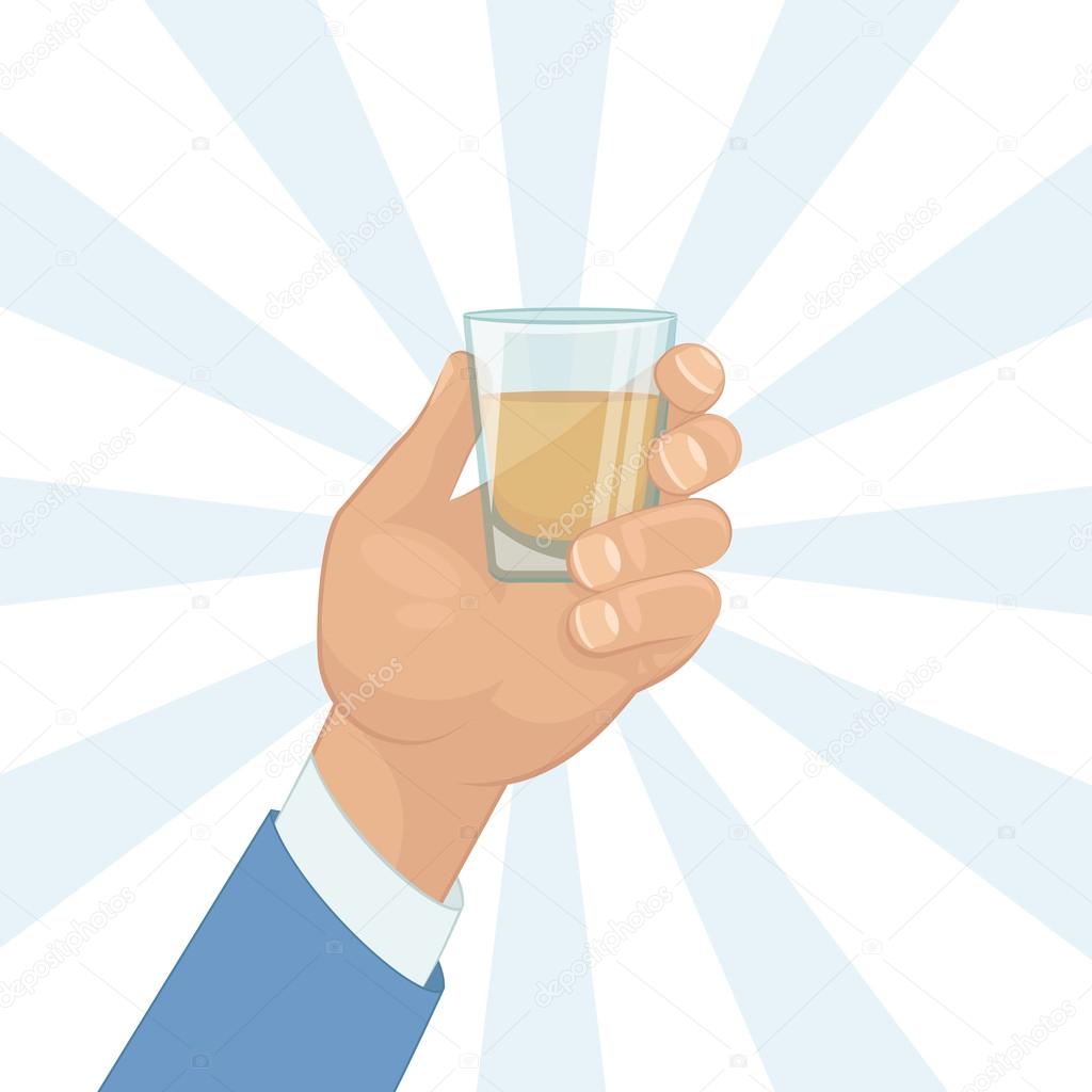 Hand holding a shot of drink Stock Vector Image by ©Tohey22 #95583530