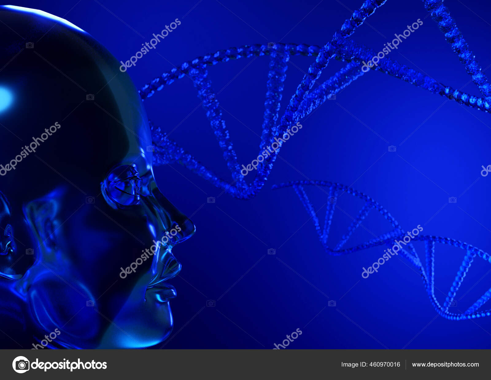 Illustration Rendering Robot Head Face Data Internet Network Deep ...