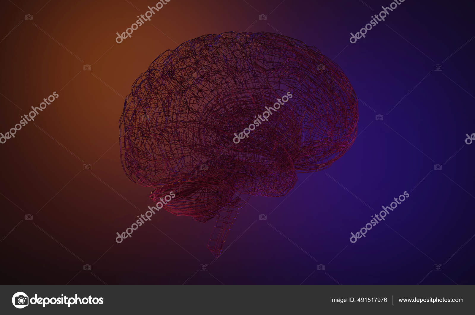 Rendering Illustration Human Brain Healthcare Neuron Cell Science ...