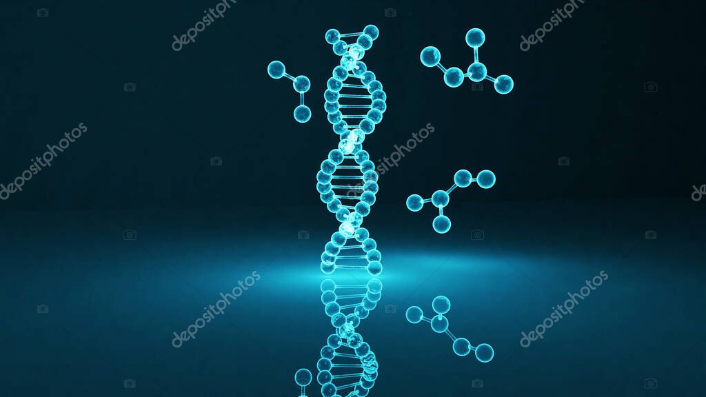 3d representación de moléculas de ADN con forma esférica abstracta ...